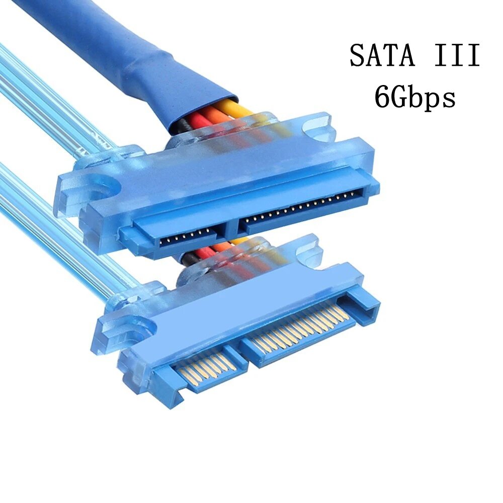 QinMSY SATA III 3.0 удлинительный кабель питания 30 см 0,3 м, SA-075-blue