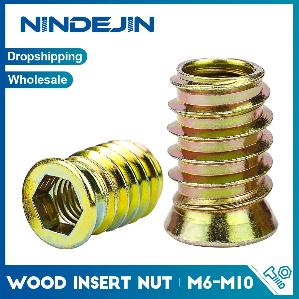 NINDEJIN Гайки с деревянной вставкой M6 M8 M10 M8x15 15pcs