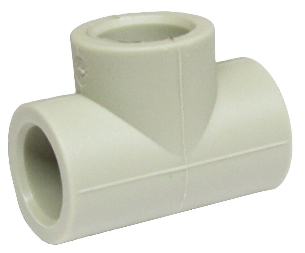 Тройник FV-Plast / ФВ-Пласт однозначный для труб, под сварку, полипропиленовый, серый, диаметром 40мм / водоснабжение