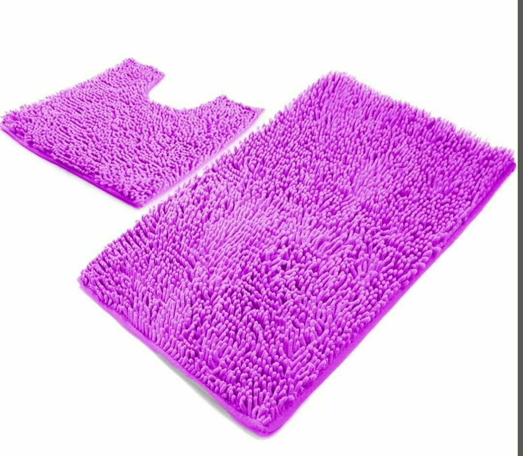 Коврик для ванной и туалета, ворсистый , Размер: 50 см х 80 см , Цвет: Розовый