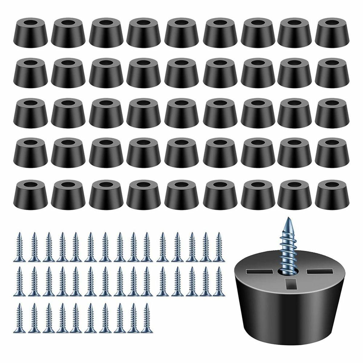 40 Шт. Резиновые Ножки Разделочной Доски С Винтом, 0,59x0,31 Дюйма Для Мебели