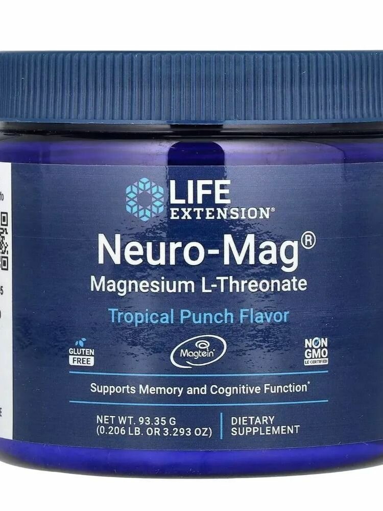 Нейро Маг, Л-треонат магния, тропический пунш, Neuro-Mag Life Extension, порошок, 93,35 г