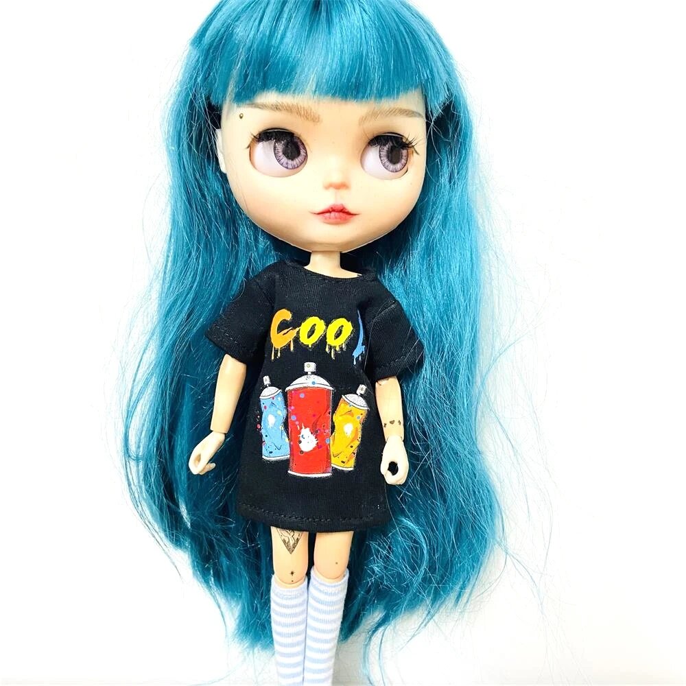 Аксессуары для кукол Blyth, футболка из хлопка с мультяшным принтом Style 11