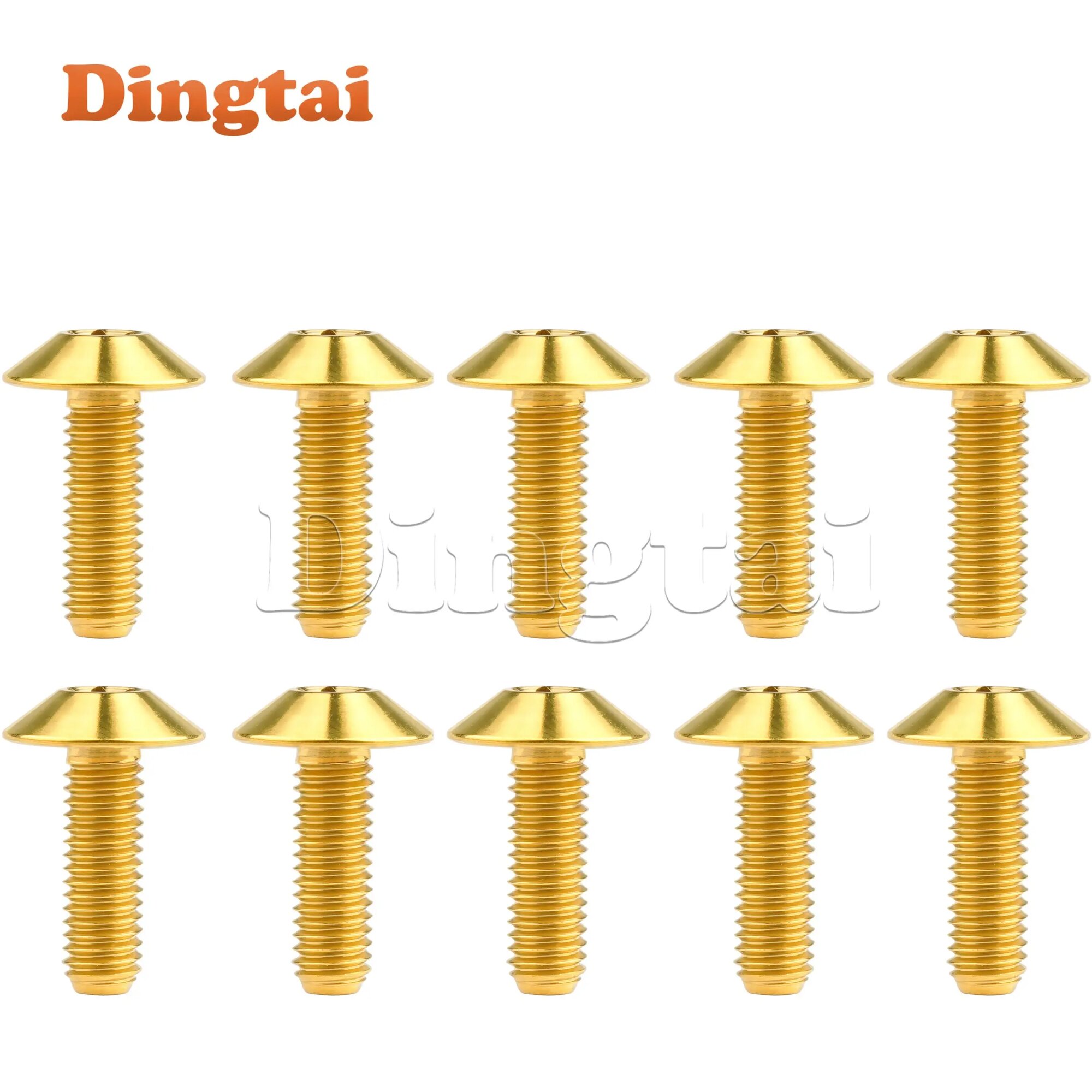 Dingtai Титановые болты M4/M5/M6x10-35 мм, набор из 10 штук, Torx М4, Gold, 10 мм