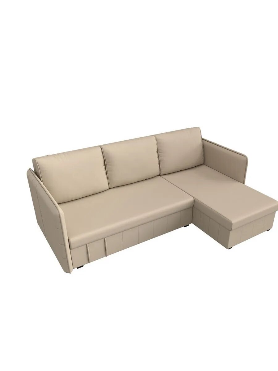 Угловой диван Шарль со спальным местом 127х197 см, с ящиком для белья, угол справа, экокожа