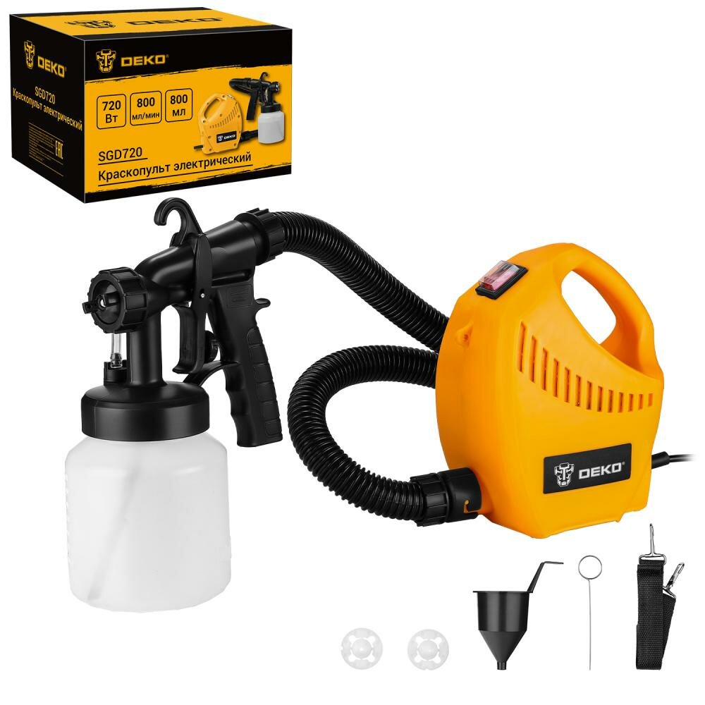 Краскопульт DEKO SGD720 HVLP, электрический, мощность 720Вт, объем 800 мл