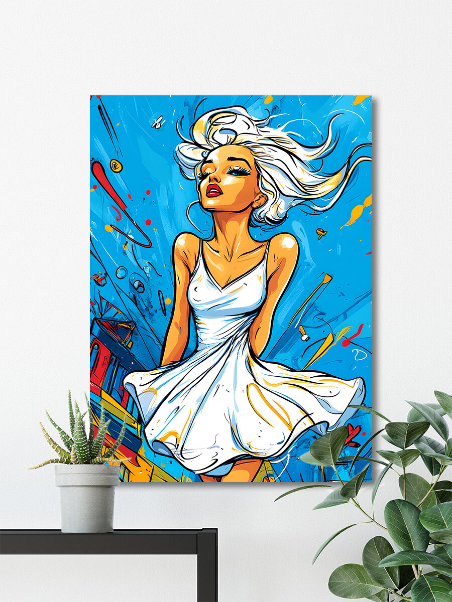 Современные картины для интерьера / в коридор, зал - Мэрилин Монро, картина 60х80 см.