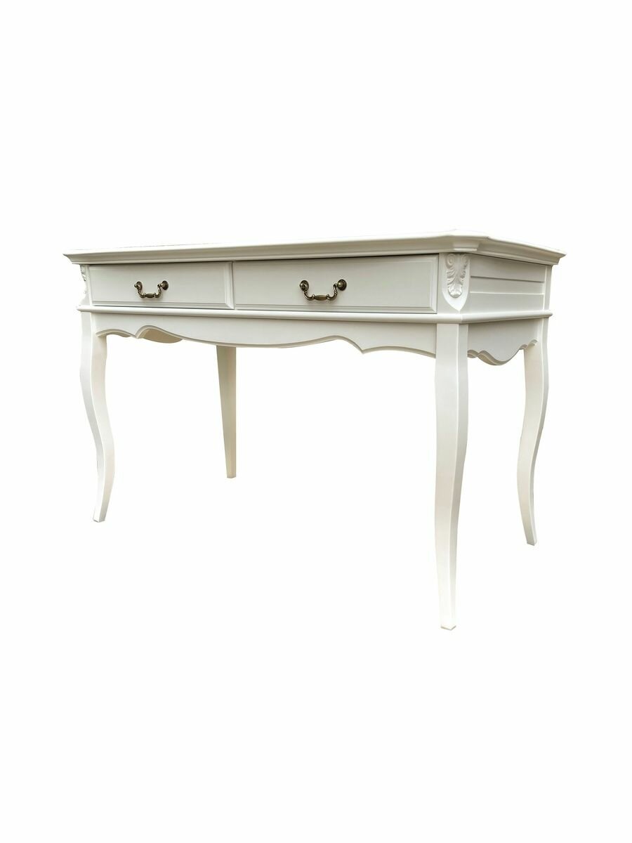 Стол письменный Ля Нэж "White Wood", стиль Прованс, белый, деревянный, 2 ящика, 104 см x 78 см x 60 см
