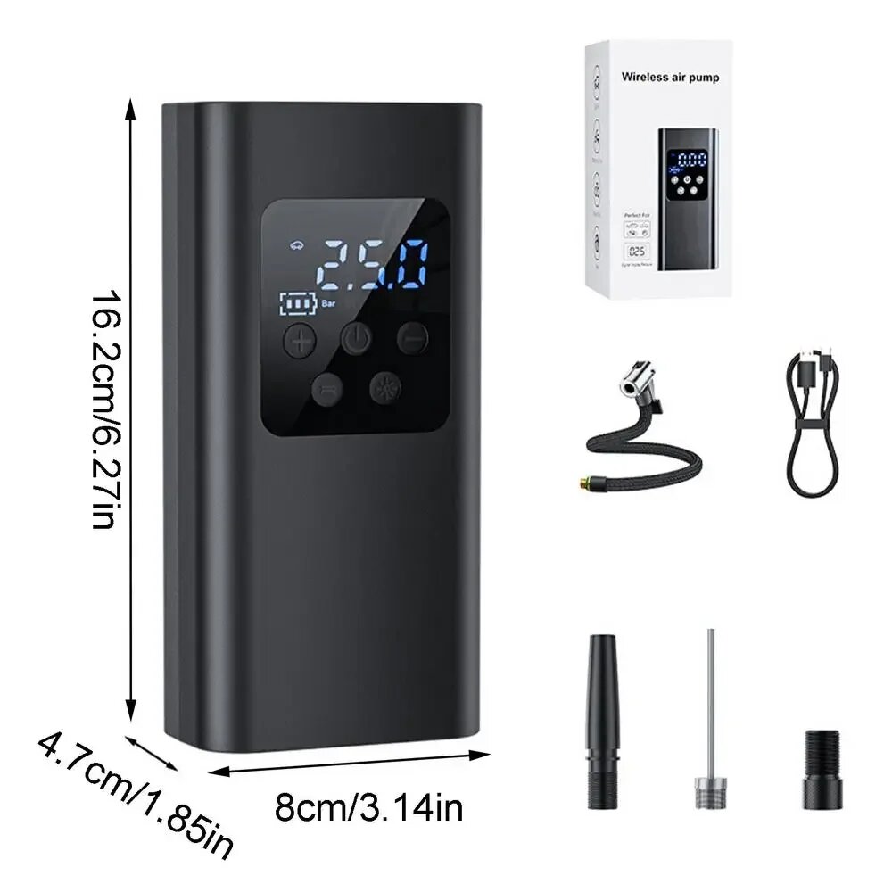 Портативный автомобильный воздушный компрессор, беспроводной/проводной электрический насос для накачивания шин для мотоцикла, велосипеда, лодки, автомобильных шин, шариков, B Wireless 7.4V