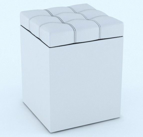 Пуф Квадро, BUDUNOV GROUP, КЗ белый, с ящиком для хранения, 36х36х43 см