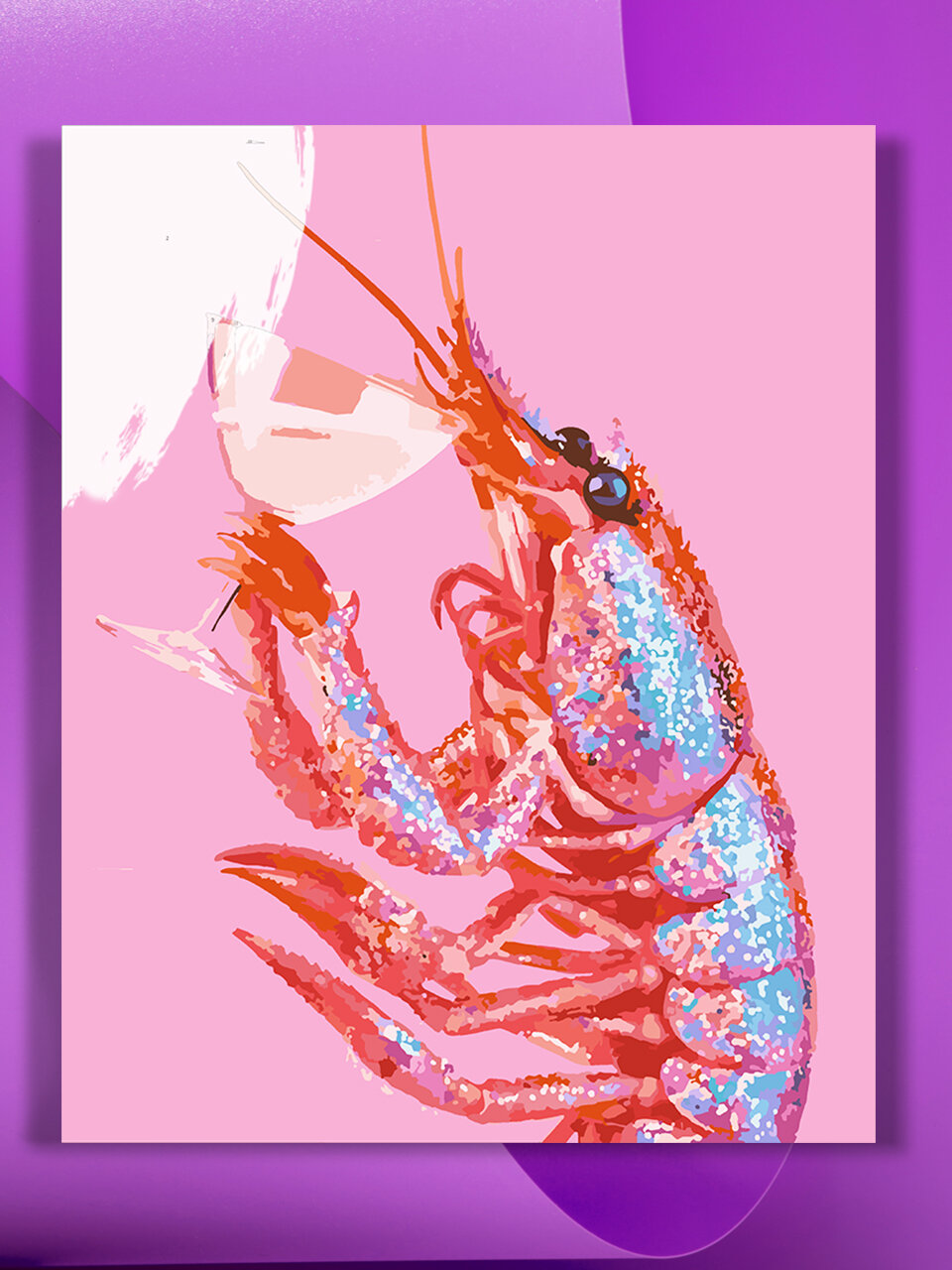 Картина по номерам на холсте Креветка в пайетках, 40 х 50 см