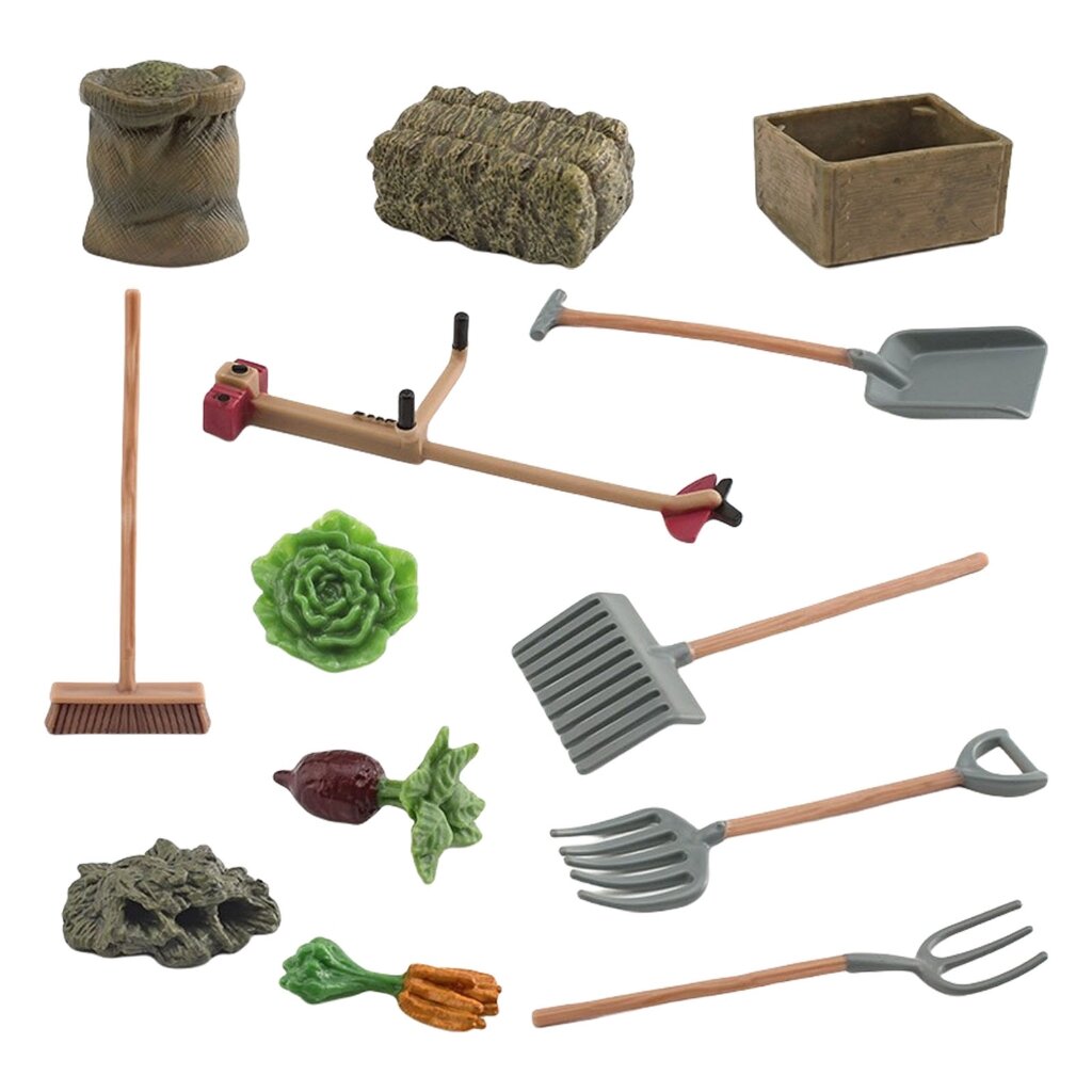 13ШТ Миниатюрные Фермерские Овощи Инструменты Лопата Набор Фигурок Для Кукольных Домиков Садовые Наружные Декорации И Мини-Сцены