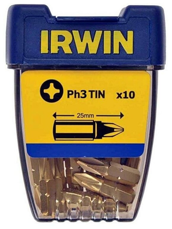 Бита 1/4" Ph-3 TIN 25мм 10 шт, Irwin 10504335