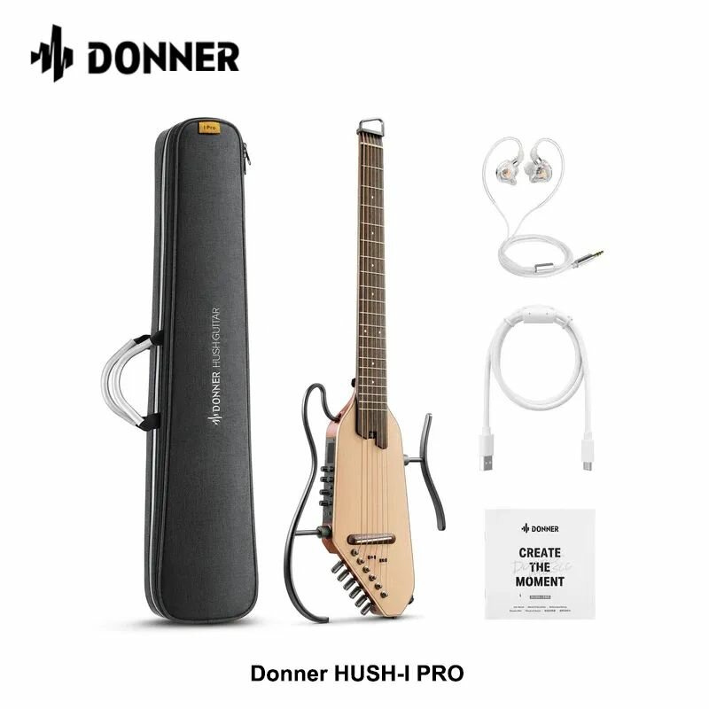 Donner HUSH-I PRO Natural дорожная гитара безголовая бесшумная гитара со съемной рамой для фортепиано сверхлегкий