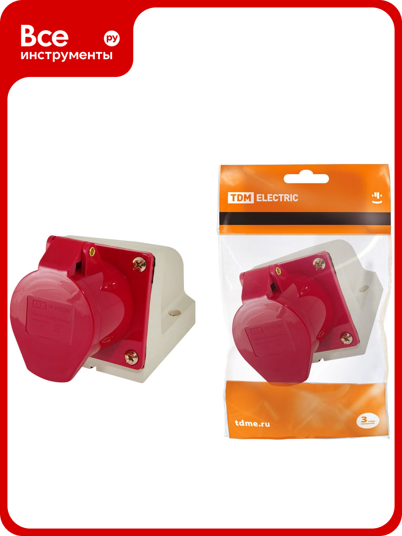 Стационарная розетка 115 TDM ELECTRIC 3Р+РЕ+N 16А 380В IP44 SQ0602-0003