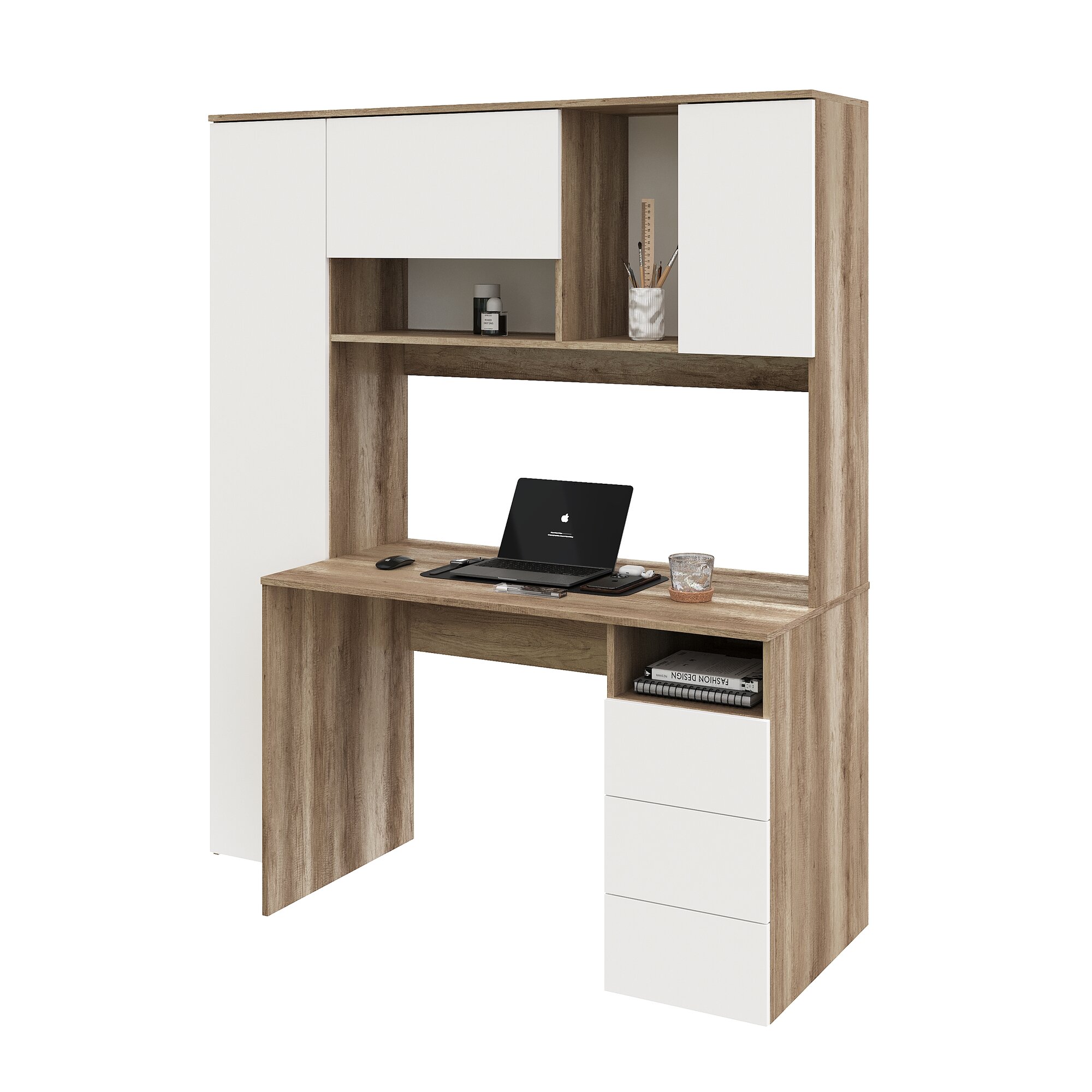 Стол Кабинет 1550 мм (корпус дуб каньон + фасады белые)