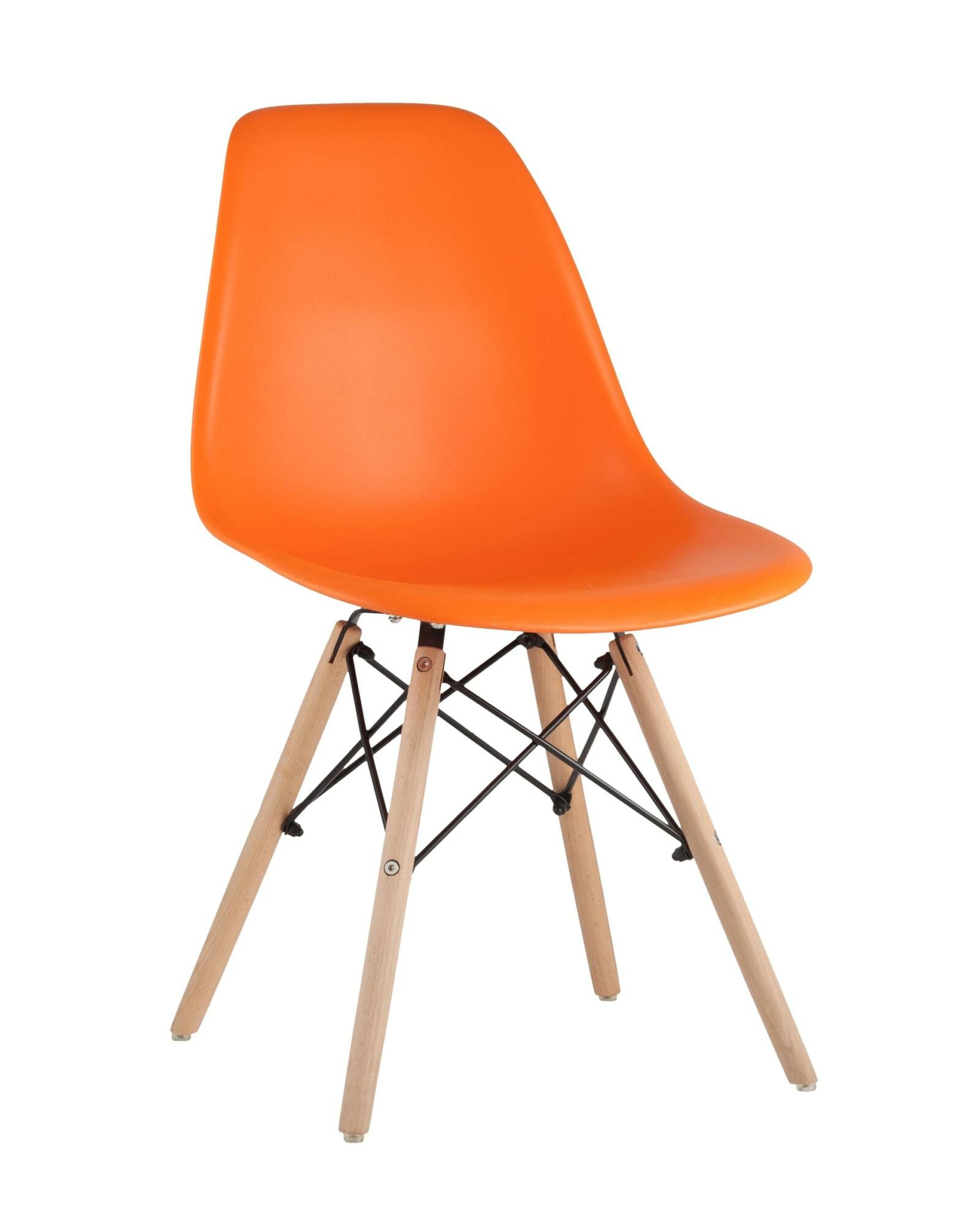 Стул Eames DSW STOOL GROUP оранжевый, пластик, дерево, твердое сиденье, без подлокотников