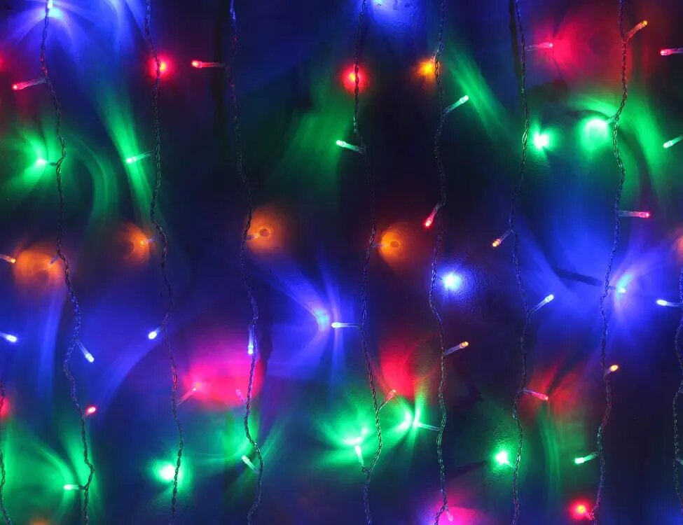 Гирлянда штора Quality Light 2*3 м, 600 разноцветных LED ламп, прозрачный ПВХ, соединяемая, IP20, BEAUTY LED