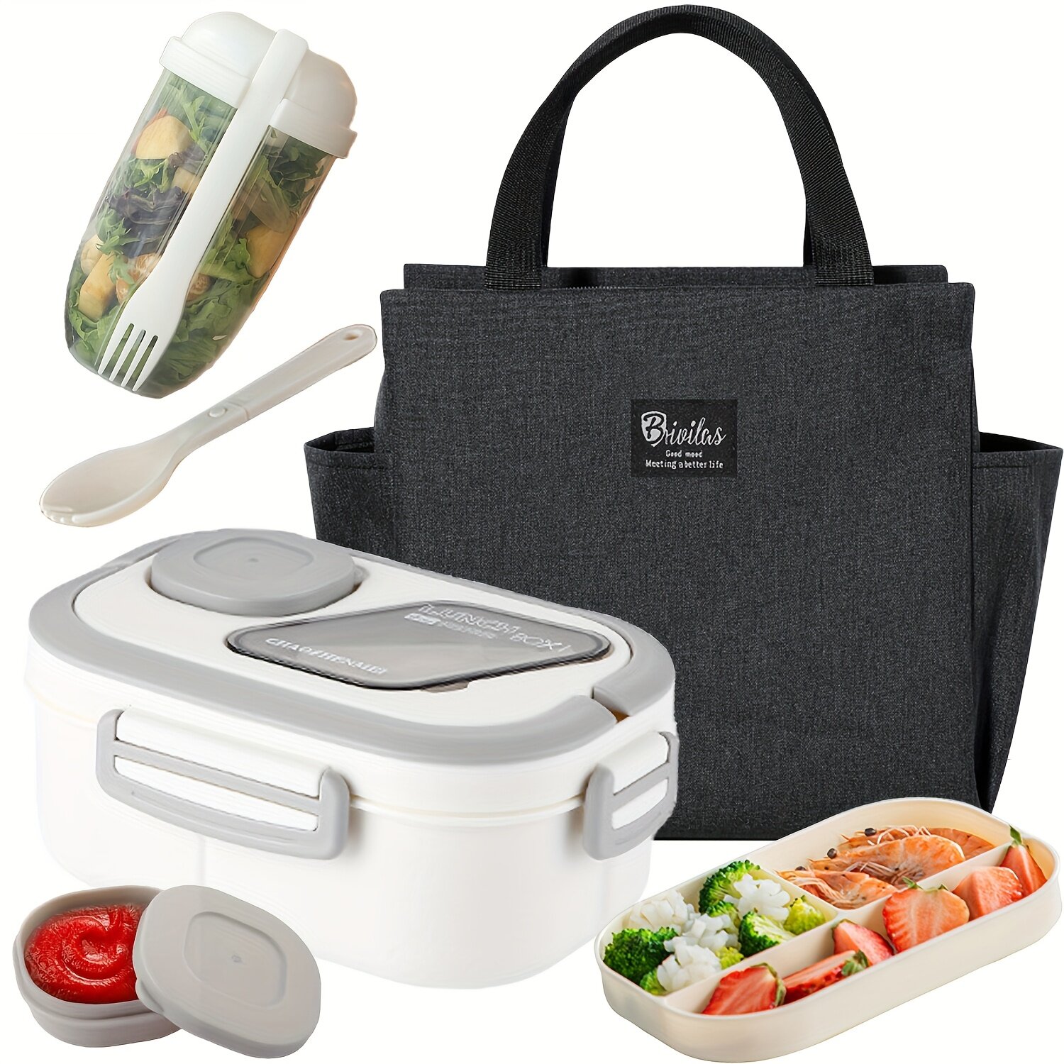 Японский набор ланчбоксов: контейнер + столовые приборы для школы, офиса и пикника.