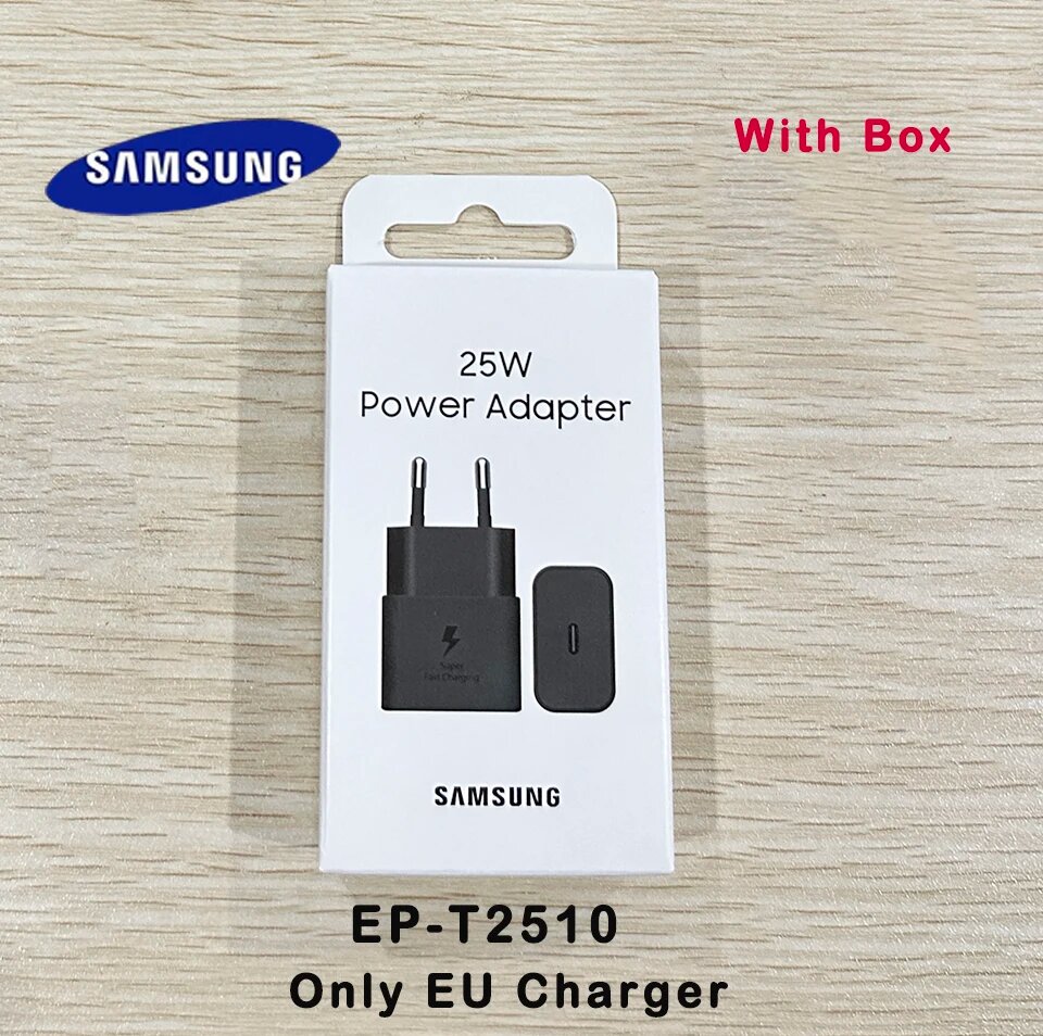 Оригинальное зарядное устройство Samsung 25 Вт типа C PD Cargador GaN, адаптер EP-T2510 EU Plug