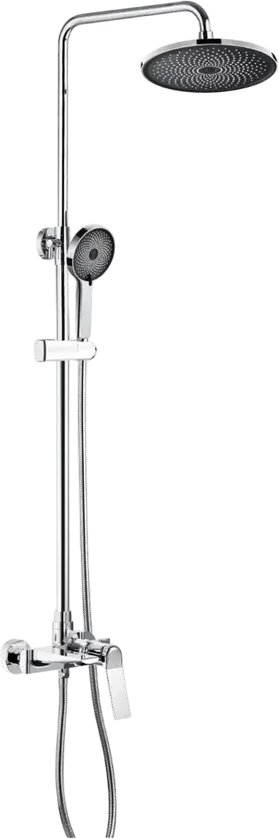 Душевая стойка Shevanik S8436 со смесителем, хром, глянцевая, душевая система с тропическим душем, с изливом, с лейкой, латунная, рычаг сбоку