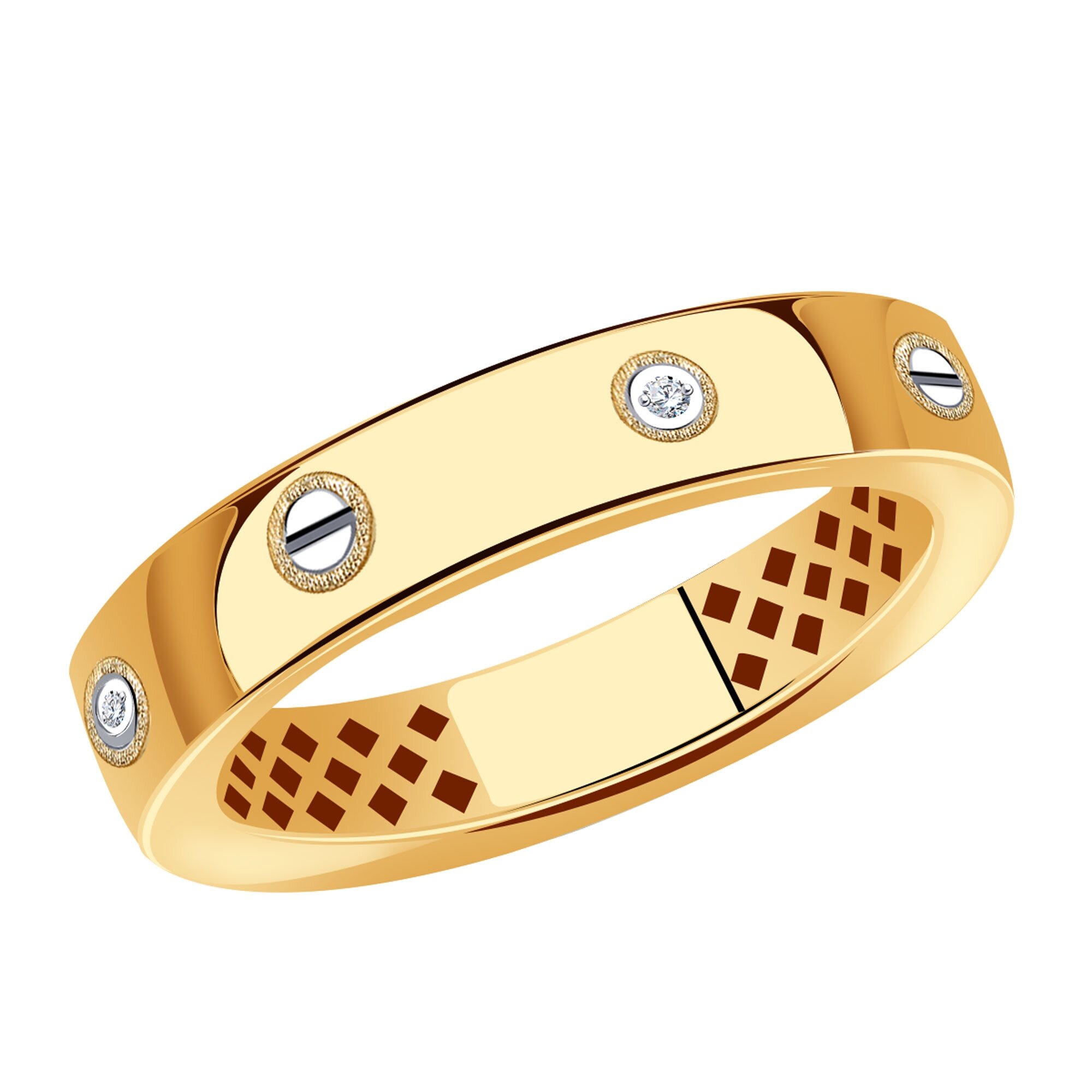 Кольцо дорожка, красное золото, 585 проба, фианит