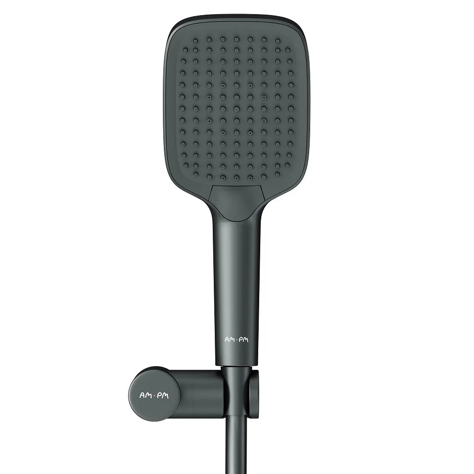 Душевой гарнитур AM.PM Func F0118F022 черный, матовый, стальной, 3 режима струи, лейка для душа со шлангом и держателем