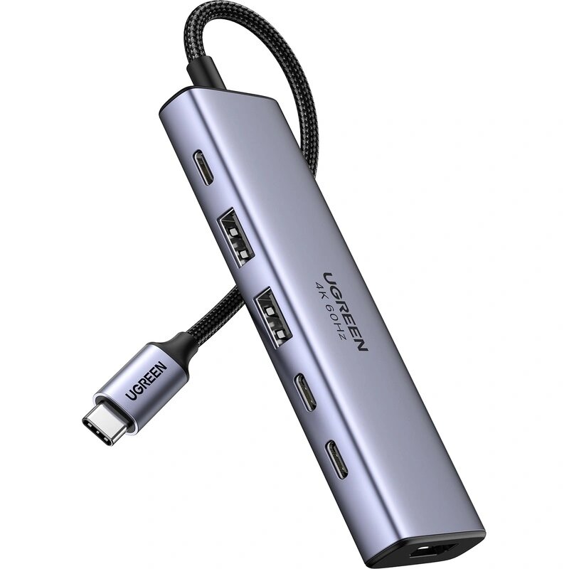 Разветвитель USB UGREEN CM511 (35999) USB-C to HDMI/2xUSB-A/2xUSB-C/PD сер