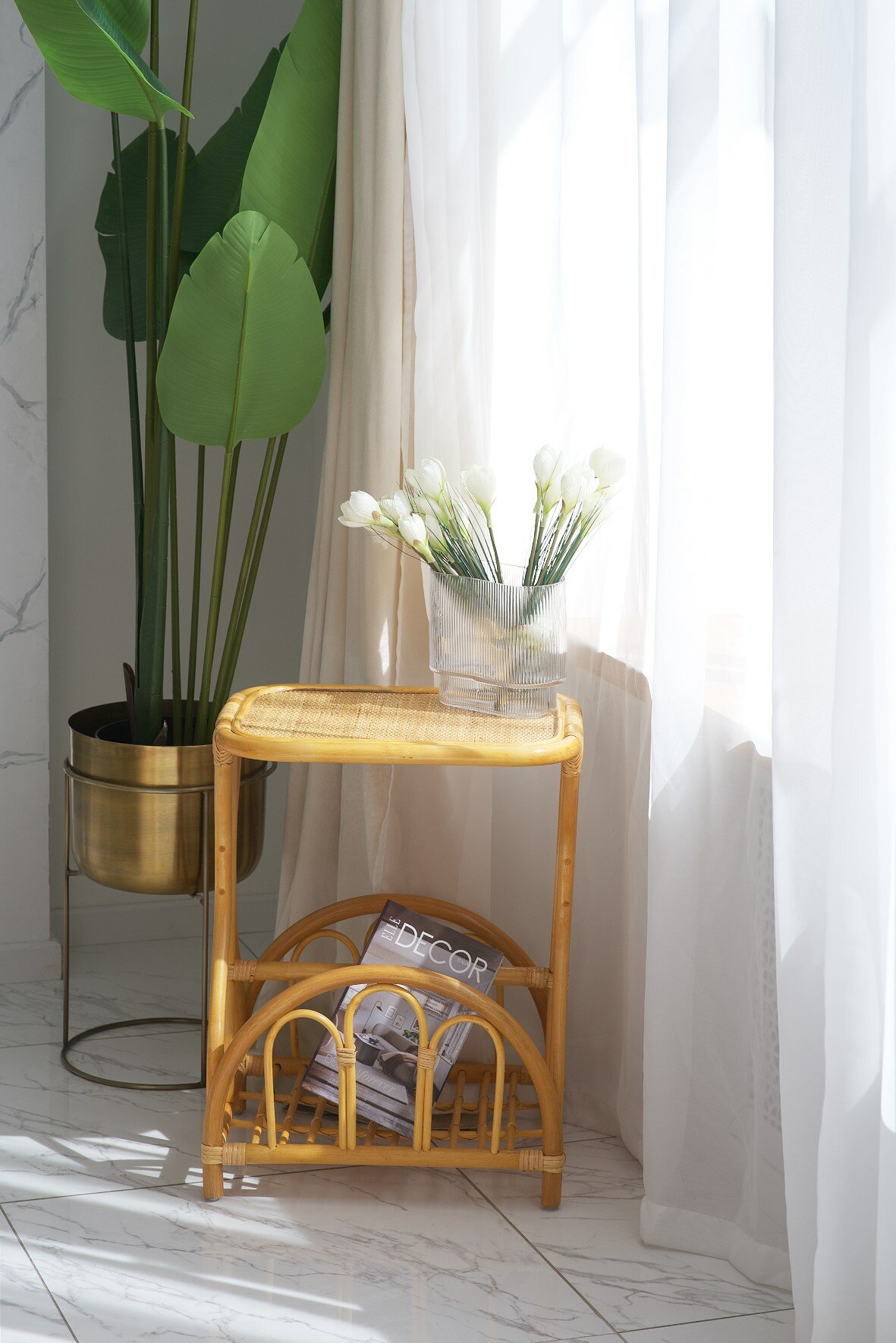 Столик-тумбочка из натурального ротанга 13/14, цвет мед