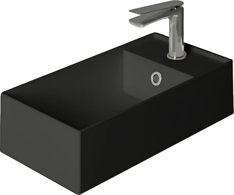Раковина маленькая в туалет Simas Agile AG50 nero matt*1 50 мини, подвесная, черная, прямоугольная, фарфоровая, 50 см