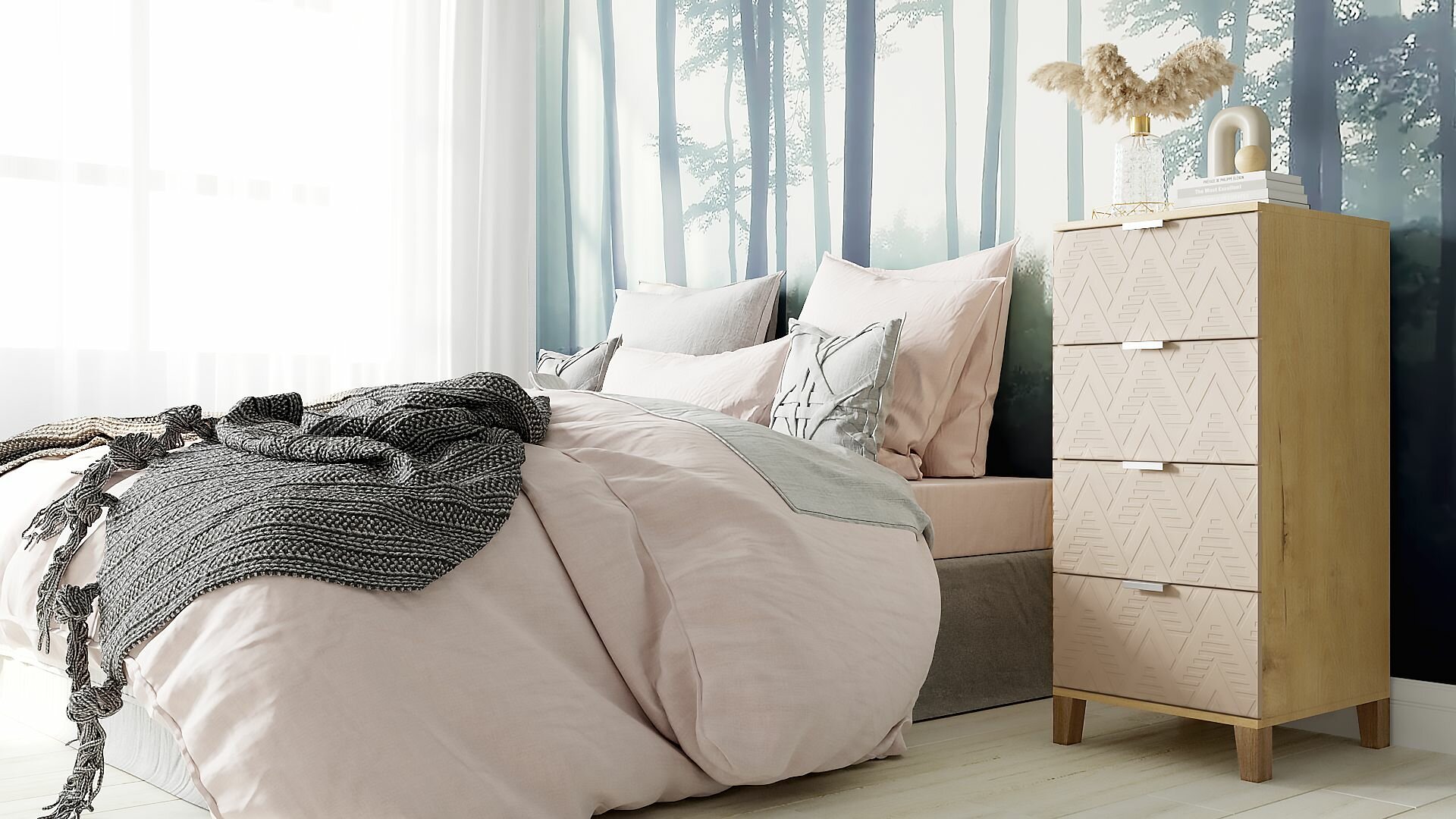 Комод с ящиками для одежды Йорк 6 с 4 ящиками 50 х 40 х 100 см