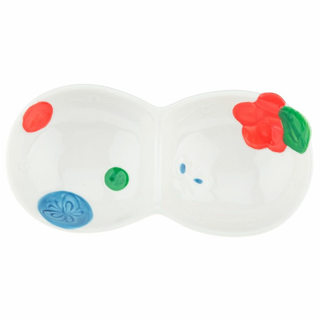 "Безе" "Виноград" Блюдо-соусник керамическое 191х92х34мм, 2 секции, цветной декор