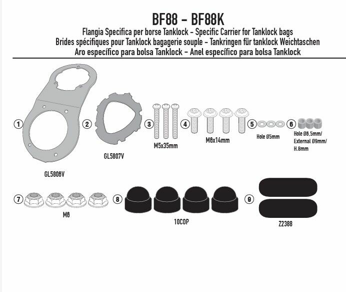 Крепление сумки на бак GIVI BF88 на YAMAHA Tracer 7 '20-24