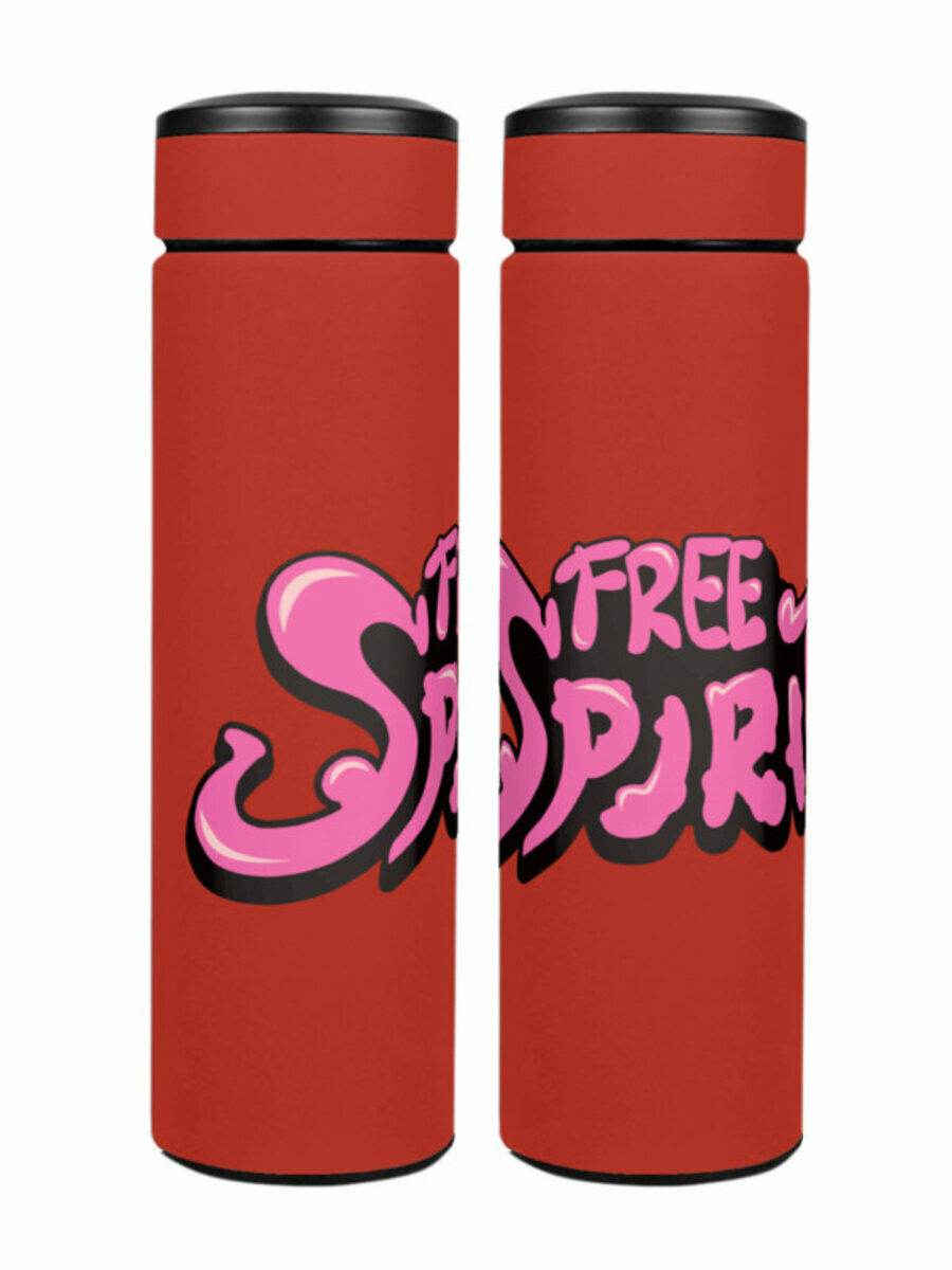 Термос «Граффити, Free Spirit, уличный стиль, урбан стиль» (красный)