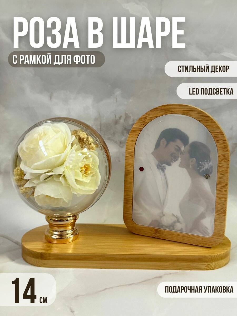 Фоторамка с подсветкой роза в колбе