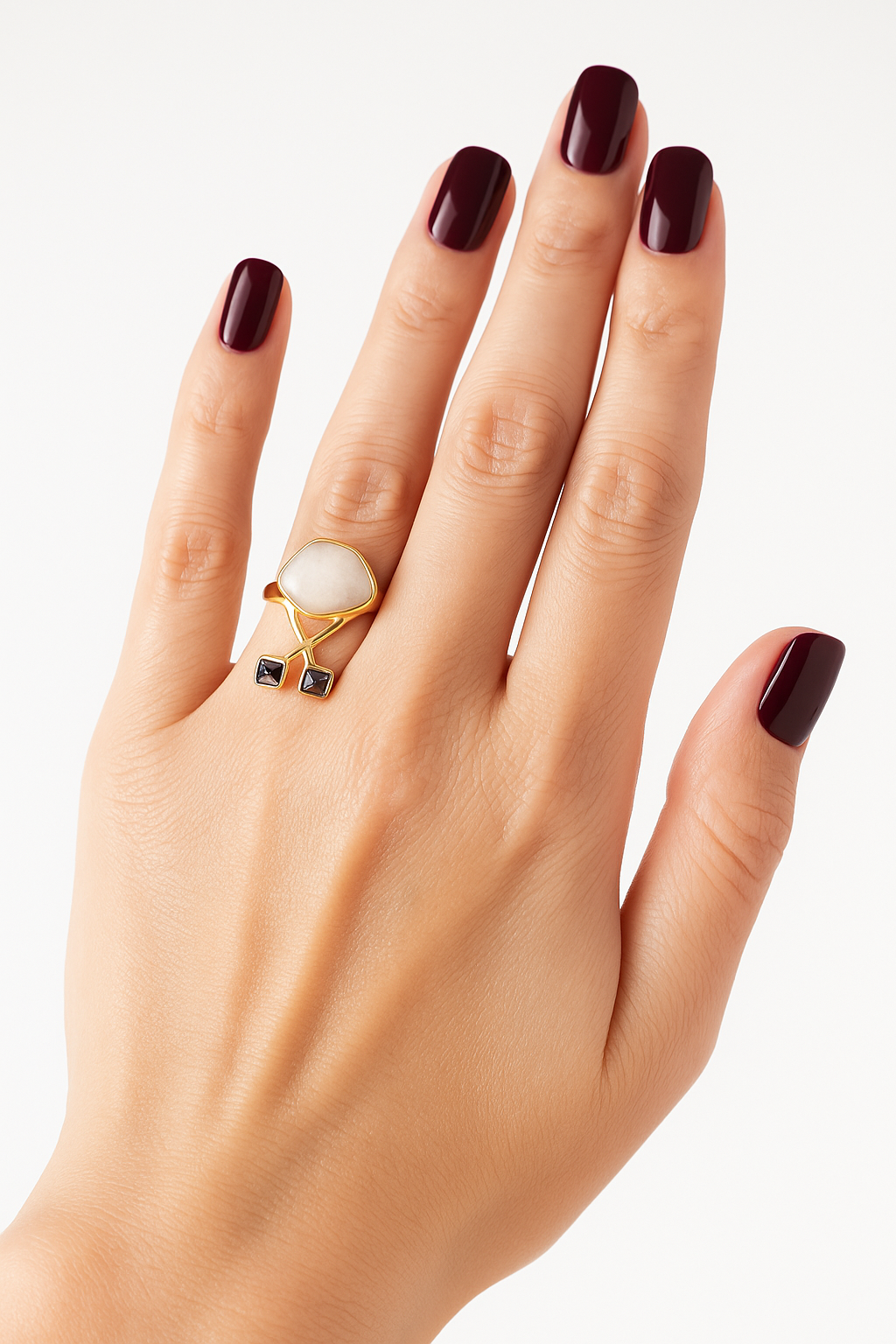 Кольцо, лабрадорит, лунный камень