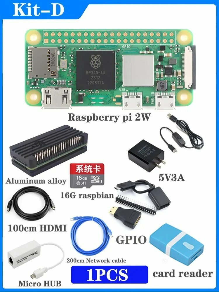 Raspberry Pi Zero 2W 1ГГц SDRAM Bluetooth BLE и WiFi Pi 0 2 Вт