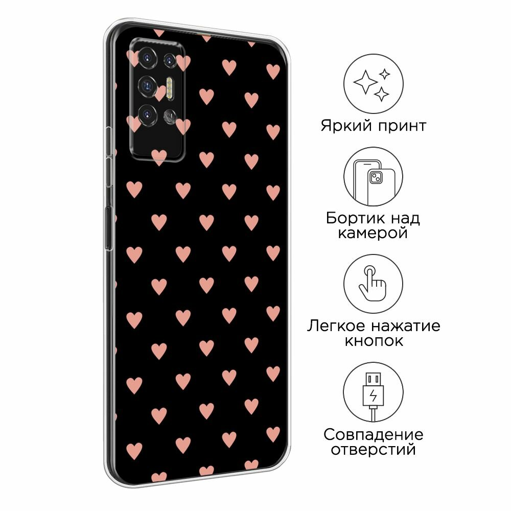 Чехол на Tecno Pova 2 / Текно Пова 2 с принтом "Розовые сердечки" — фото 1