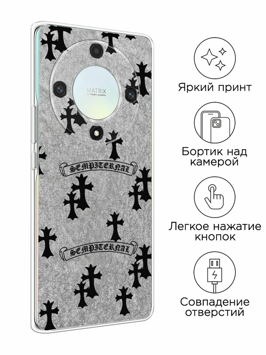 Силиконовый чехол на Honor X9A / Хонор X9A с принтом "Кресты паттерн 3" — фото 1