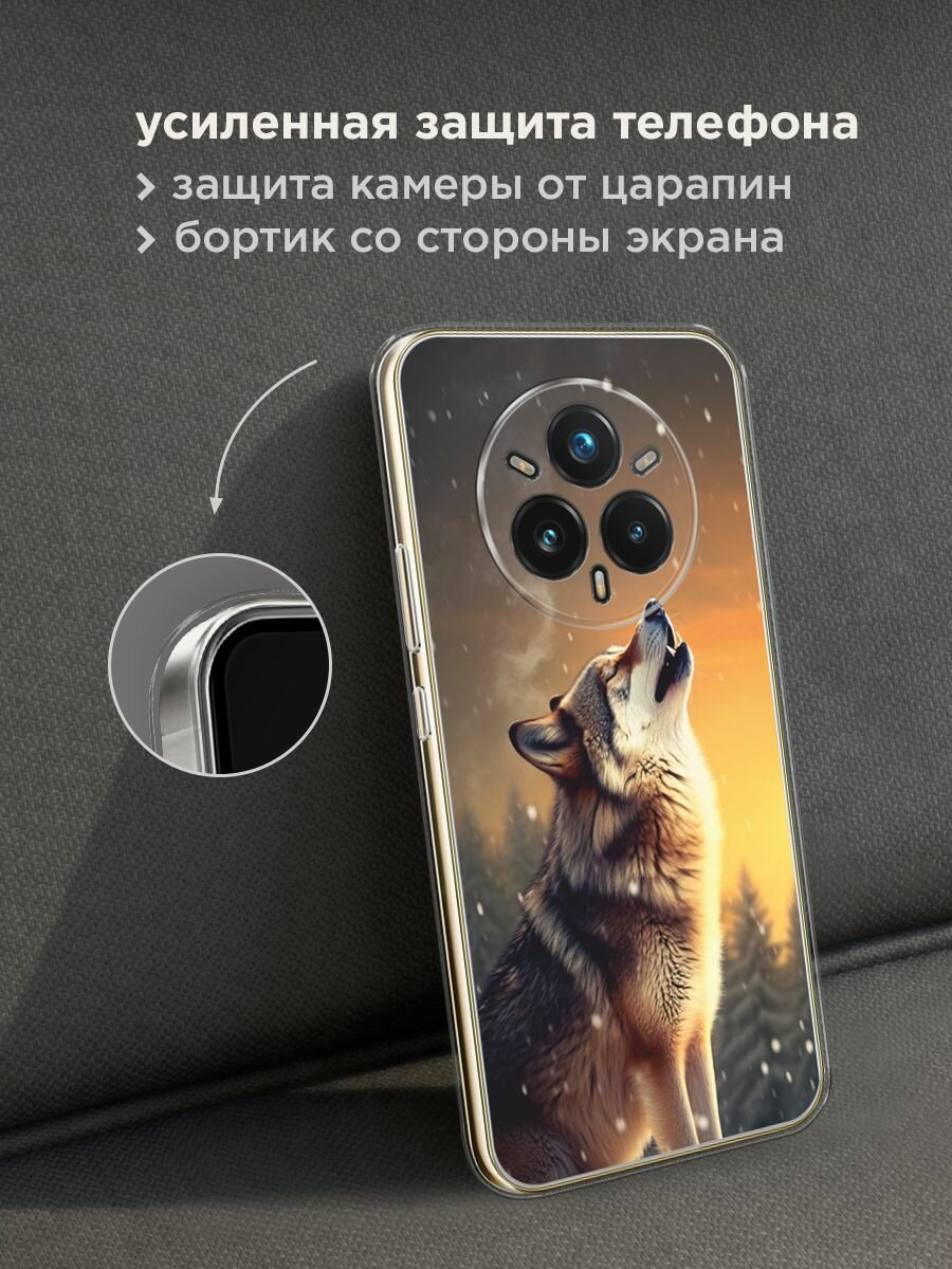 Чехол на Realme 14 Pro+ / Реалми 14 Про+ с принтом "Воющий волк" — фото 1