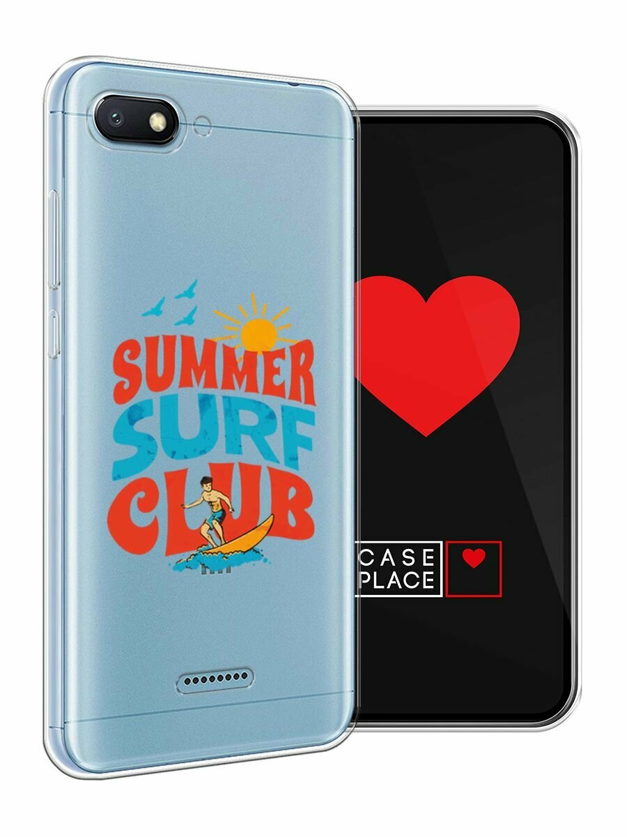 Чехол на Xiaomi Redmi 6A / Сяоми Редми 6А с принтом "Summer surf club", прозрачный — фото 1