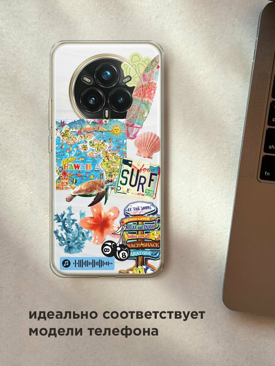 Чехол на Realme 14 Pro+ / Реалми 14 Про+ с принтом "Summer collage", прозрачный — фото 1