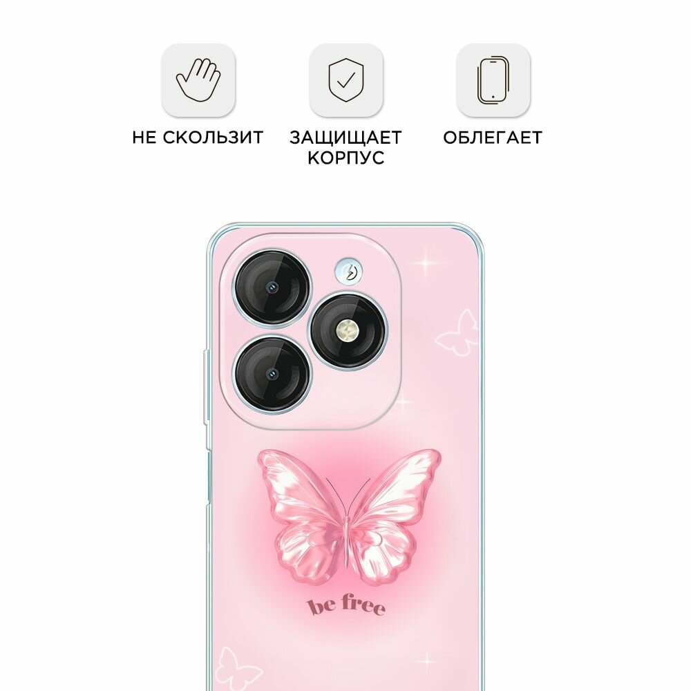 Чехол на Itel P55 / Ител Р55 с принтом "Be free butterfly 1" — фото 1
