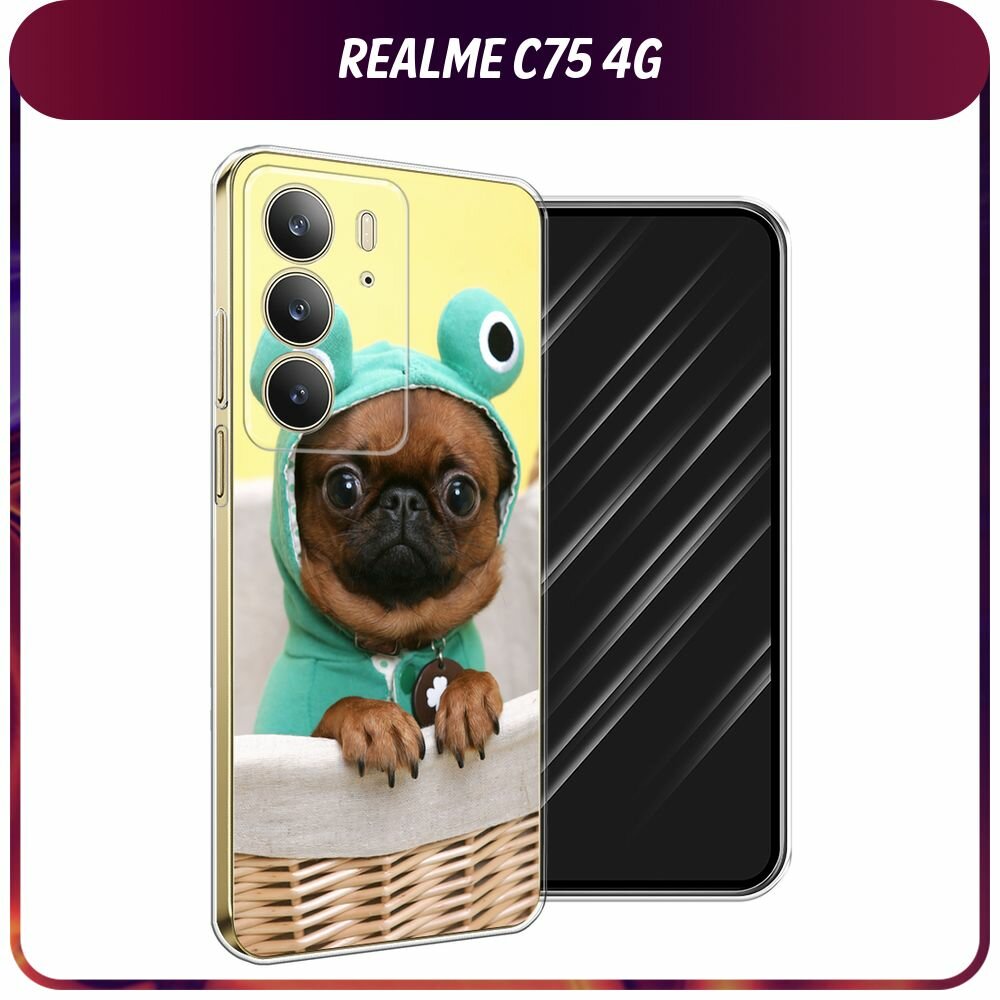 Чехол на Realme C75 4G / Реалми C75 4G с принтом "Собачка в шапке лягушки"