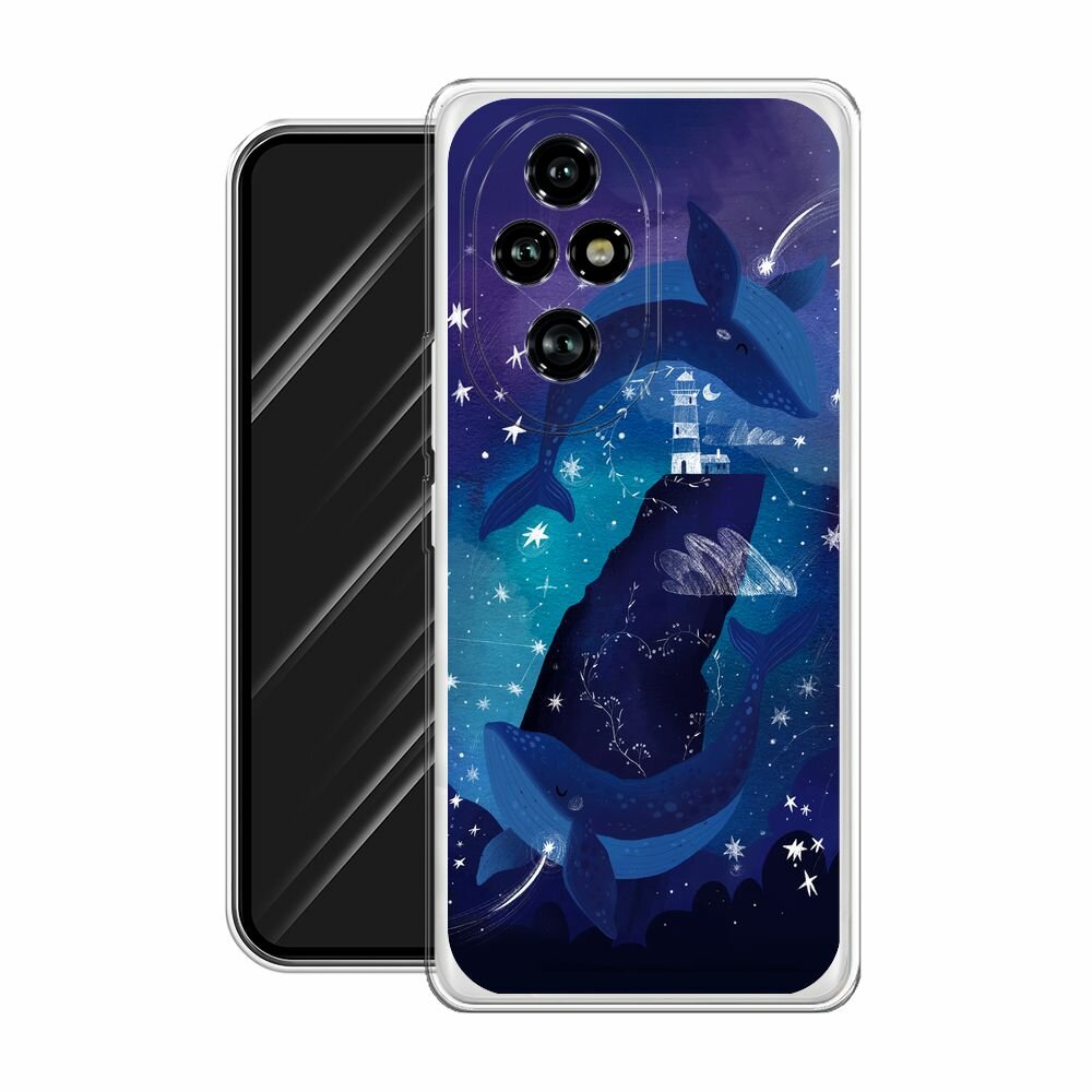Чехол на Honor 200 Pro / Хонор 200 Про с принтом "Ночные киты" — фото 1