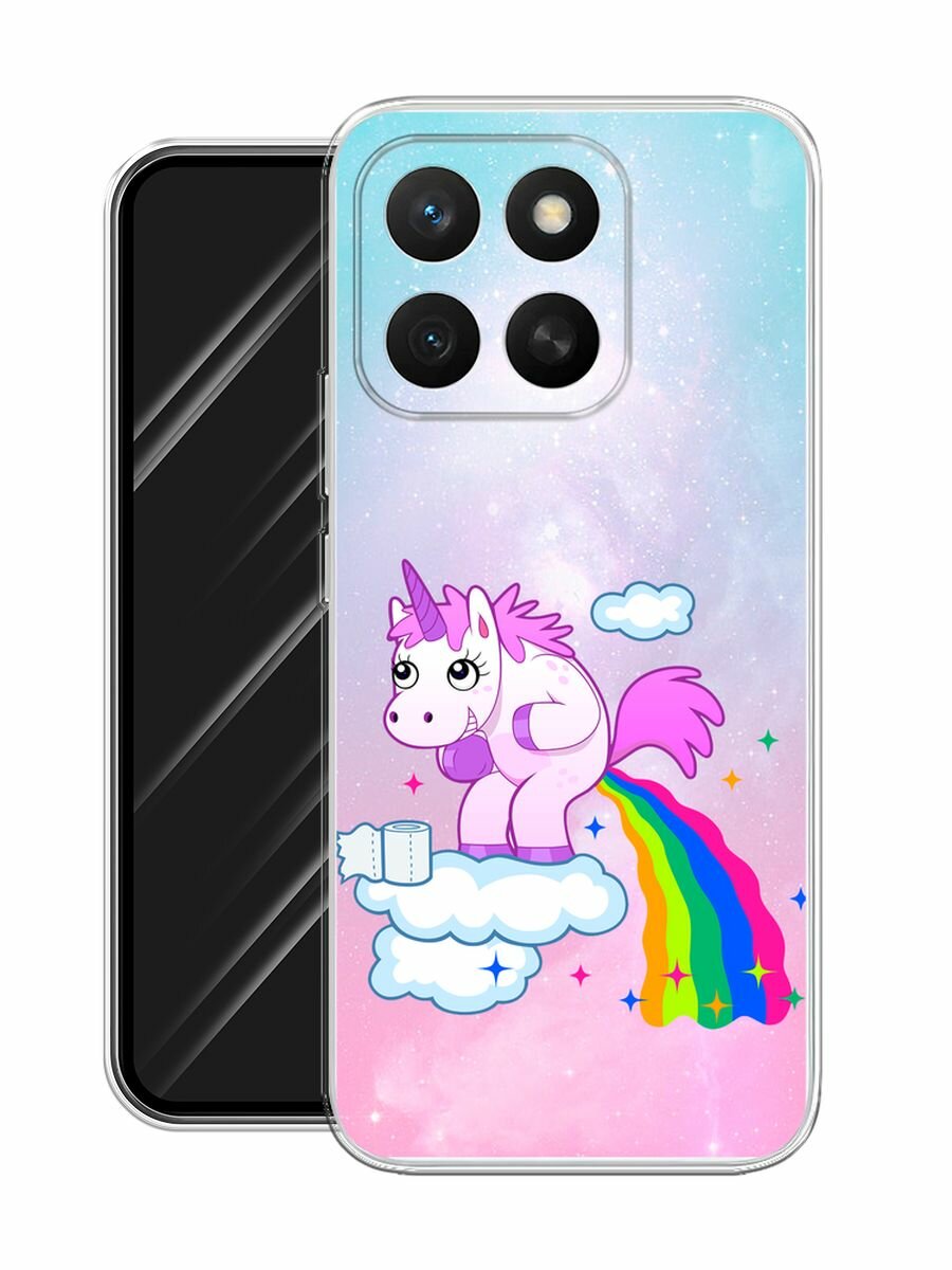 Силиконовый чехол на Honor X8c / Хонор X8c с принтом "Единорог какает" — фото 1
