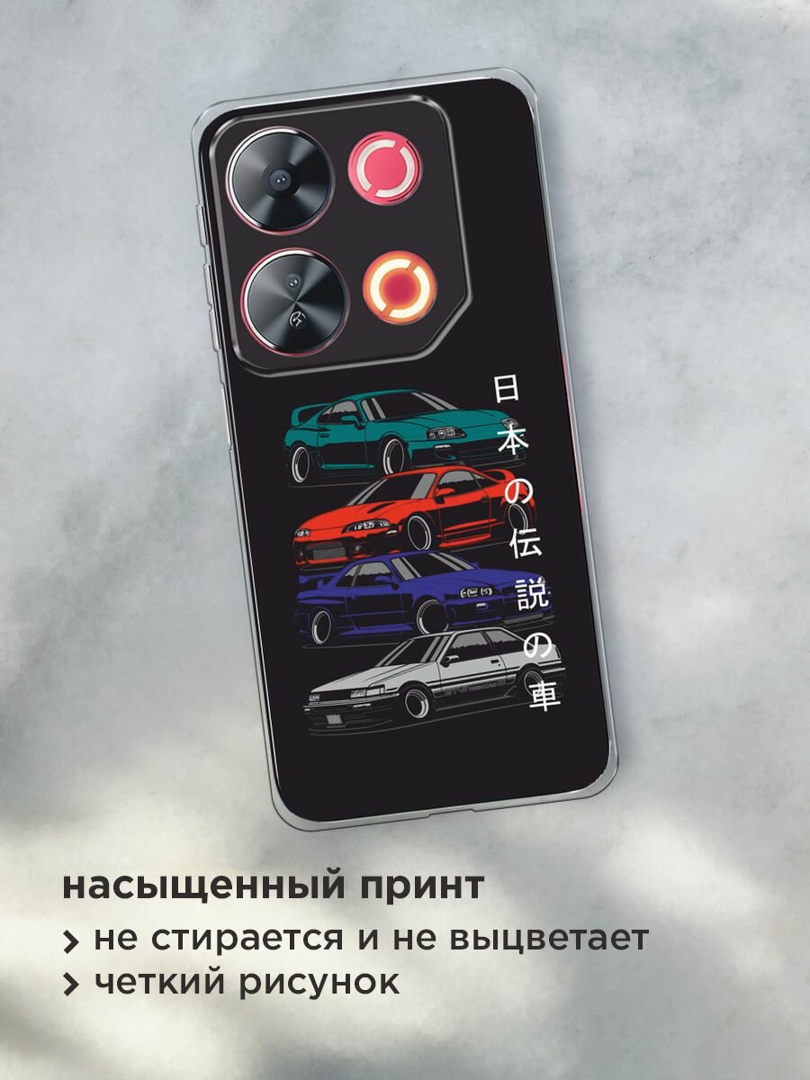 Силиконовый чехол на Itel P65 / Ител P65 с принтом "JDM Legend cars" — фото 1