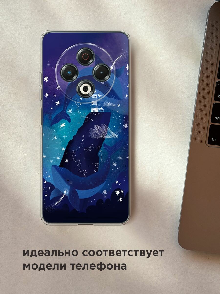 Чехол на Tecno Spark 30 / Текно Спарк 30 с принтом "Ночные киты" — фото 1