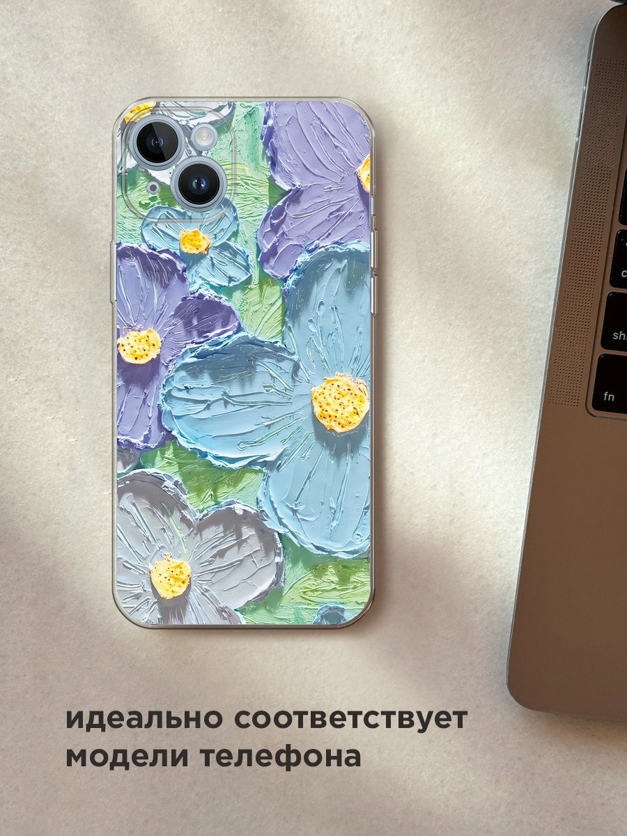 Чехол на Apple iPhone 14 / Айфон 14 с принтом "Масляные цветы 2" — фото 1