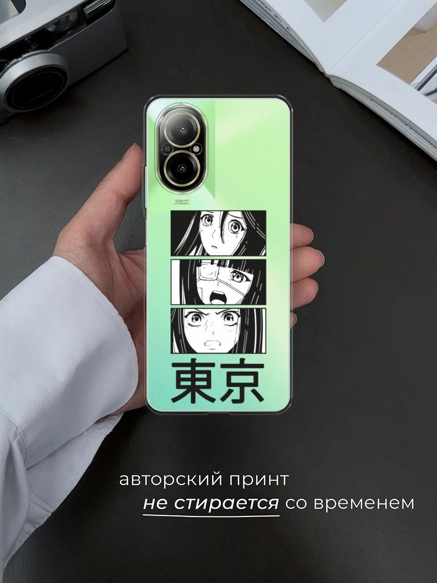 Чехол на Realme C67 4G / Реалми C67 4G с принтом "Tokyo girls", прозрачный — фото 1